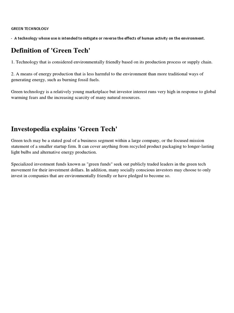 Green Technology | PDF