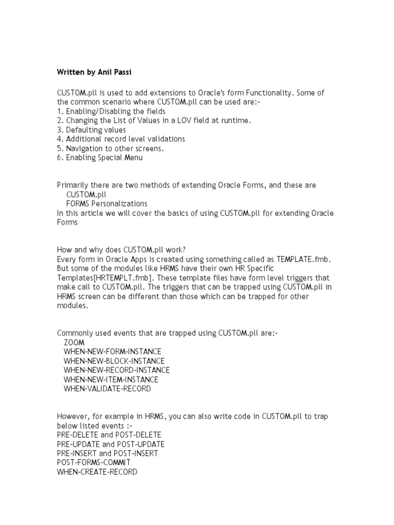 CUSTOM - PLL in Forms | PDF | Version Control | Pl/Sql