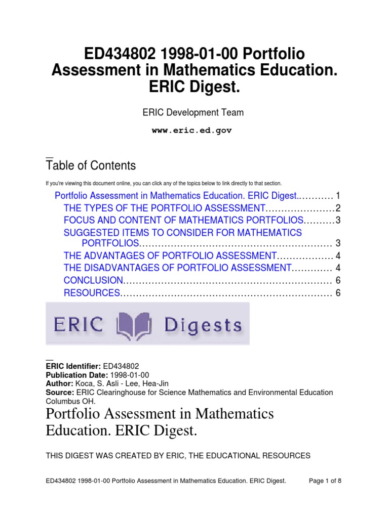 Ed434802 Portfolio Math PDF | PDF | National Council Of Teachers Of ...