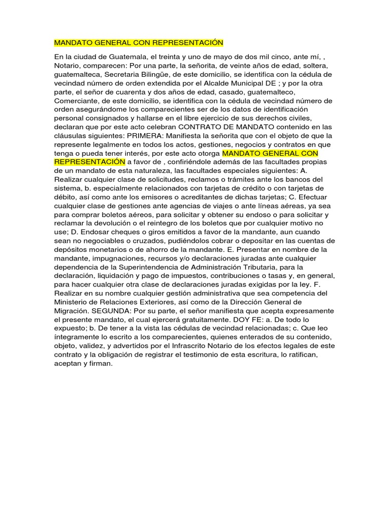 Mandato General Con Representación | PDF | Guatemala | Gobierno