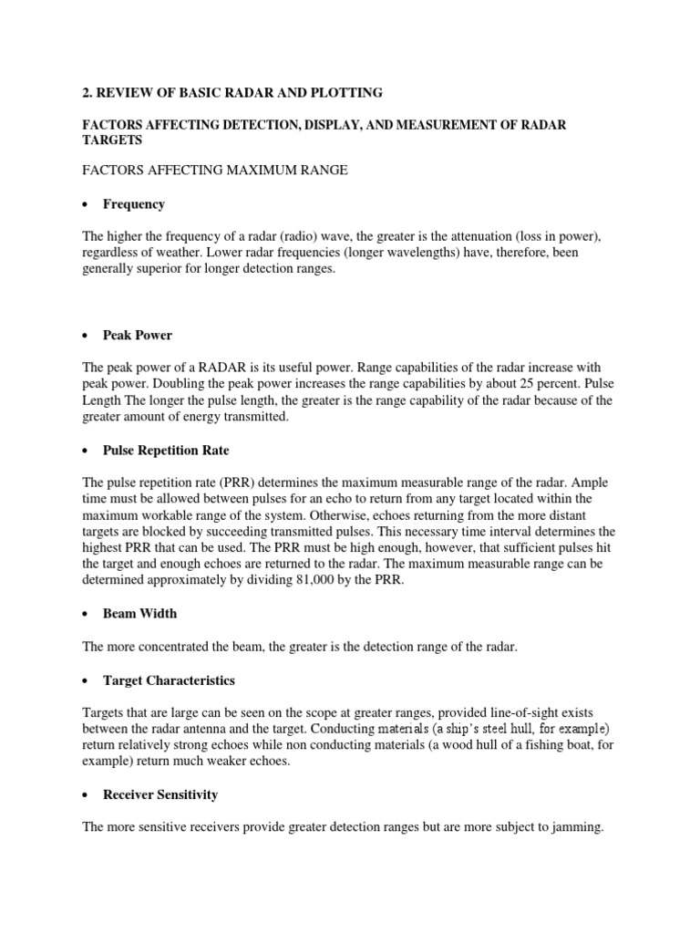 An Analysis of Key Factors Impacting Radar Detection, Display ...