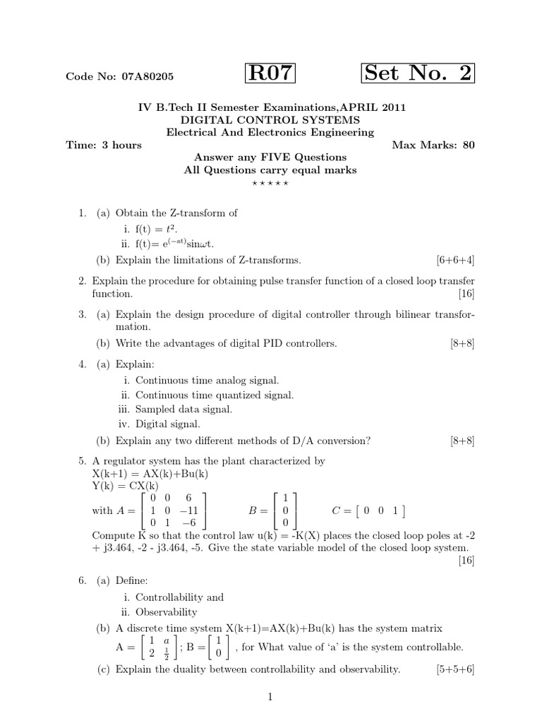 Digital Control Systems Documents | PDF | Control Theory | Applied ...