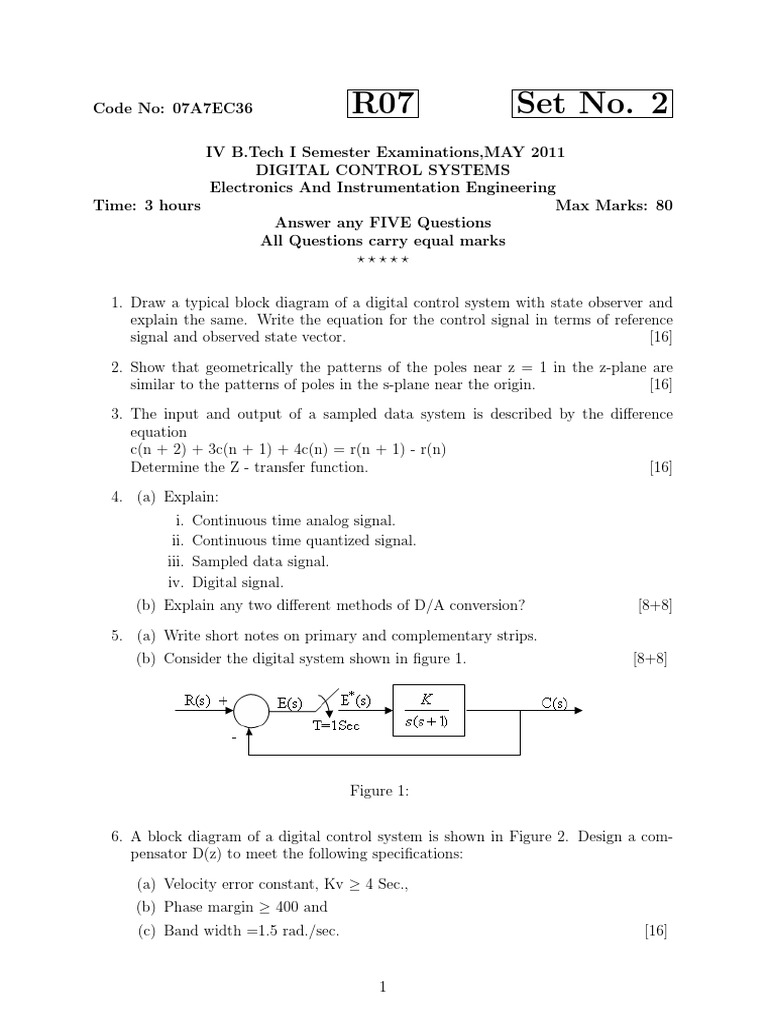 R07 Set No. 2 | PDF | Signal (Electrical Engineering) | Control Theory