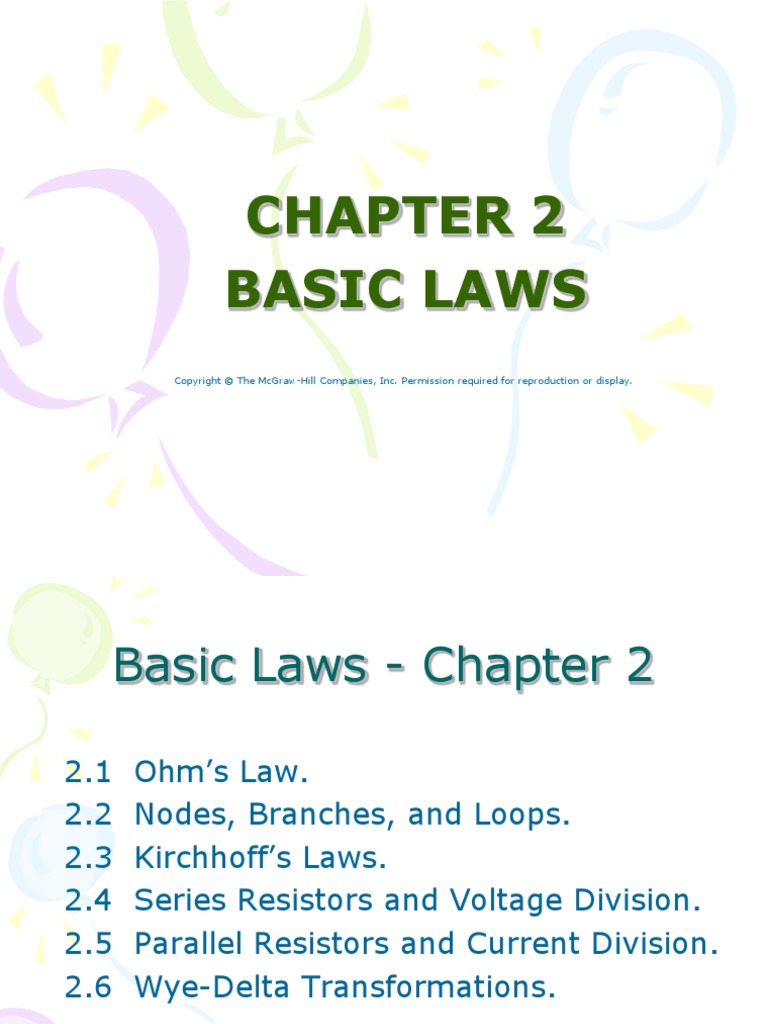 Chapter 2 - Basic Laws PDF | PDF | Series And Parallel Circuits | Resistor