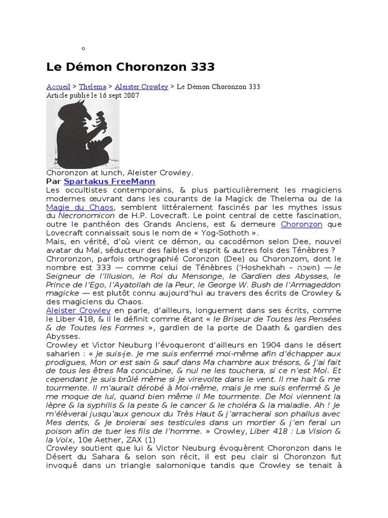 Le Démon Choronzon 333 et la Magie | PDF | Magie (Paranormal) | Thelema