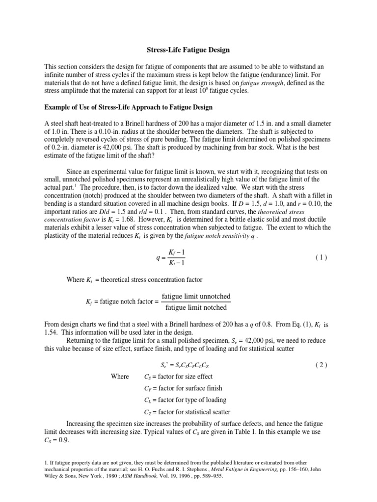 Stress-Life Fatigue Design Analysis | PDF | Fatigue (Material ...