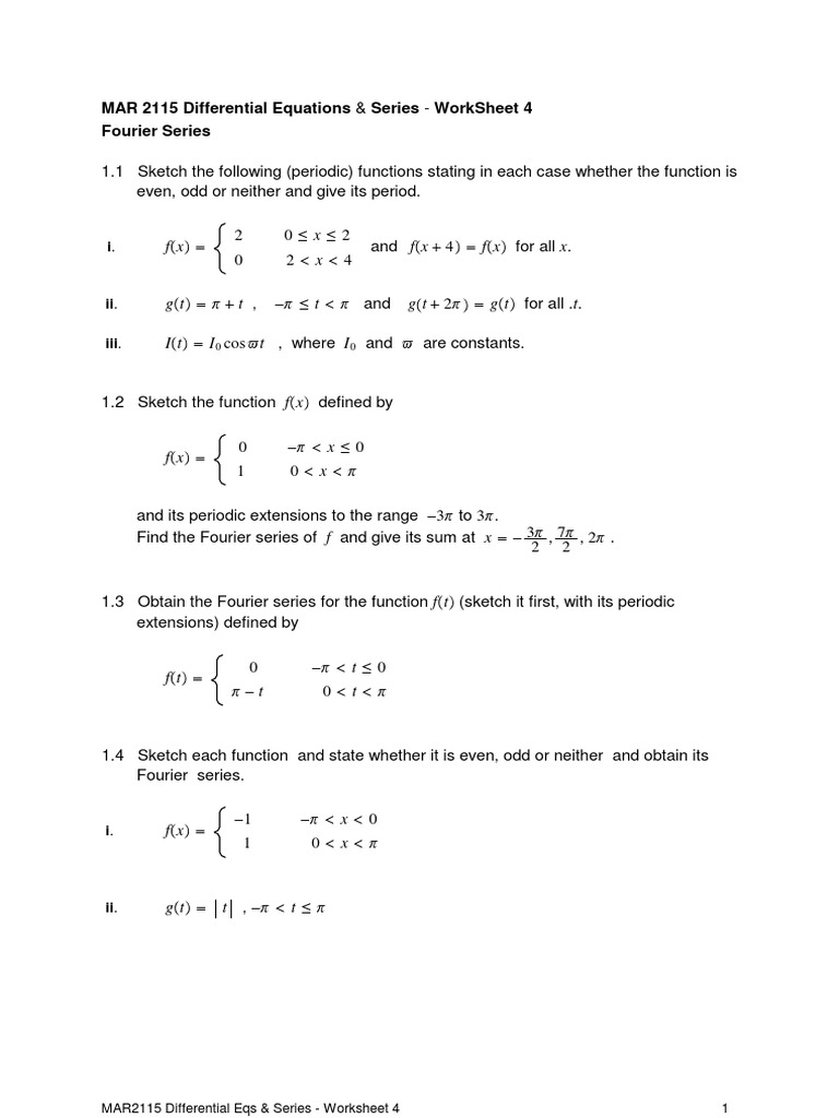 Fourier Series | PDF | Fourier Series | Trigonometric Functions Fourier Series | PDF | Fourier Series | Trigonometric Functions