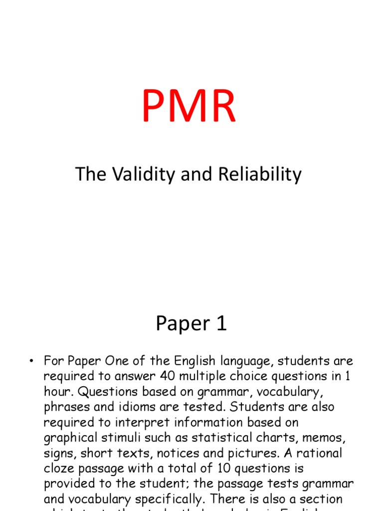 Reliability of PMR | PDF | Cognitive Science | Educational Psychology