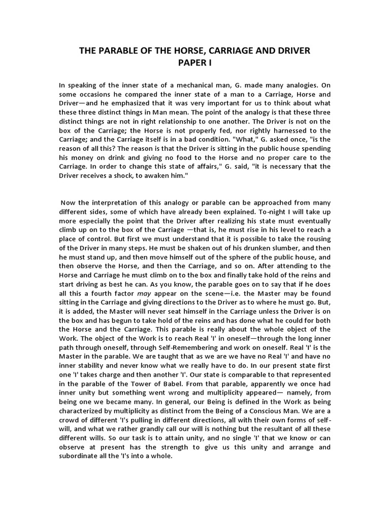 The Parable of The Horse, Carriage and Driver | PDF | Imagination ...