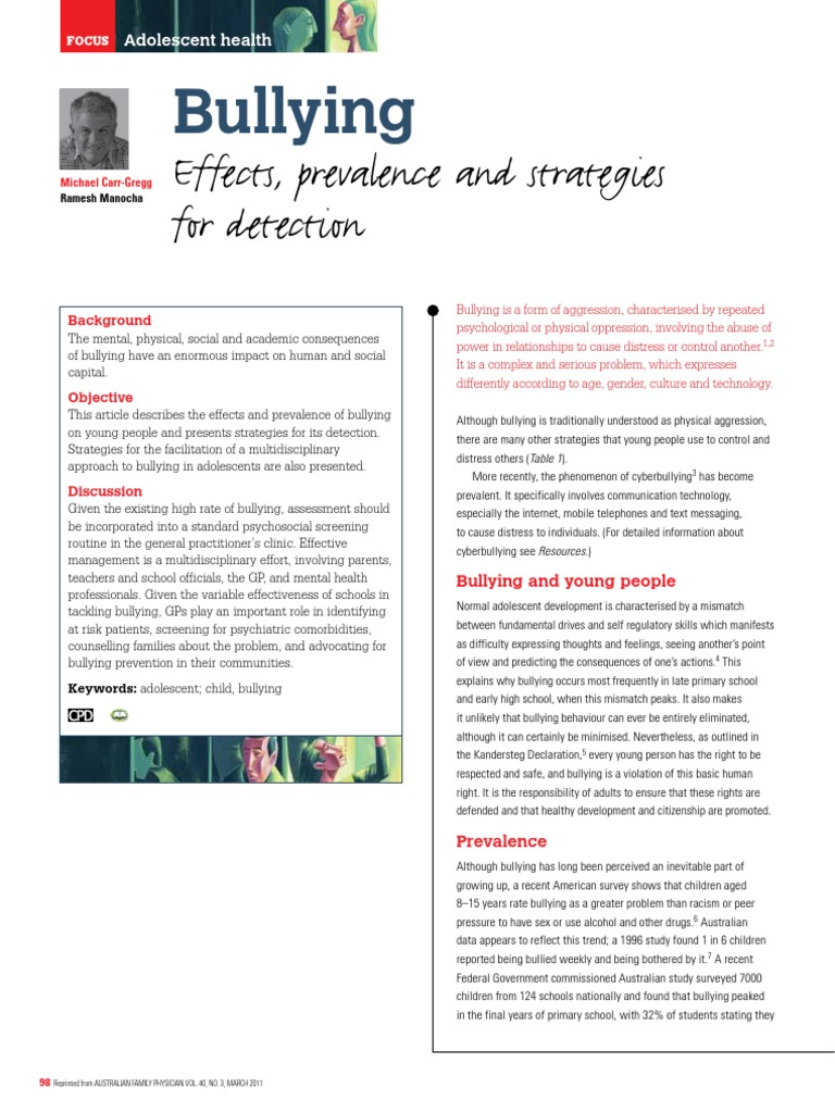 Bullying in Adolescents: Impact and Strategies | PDF