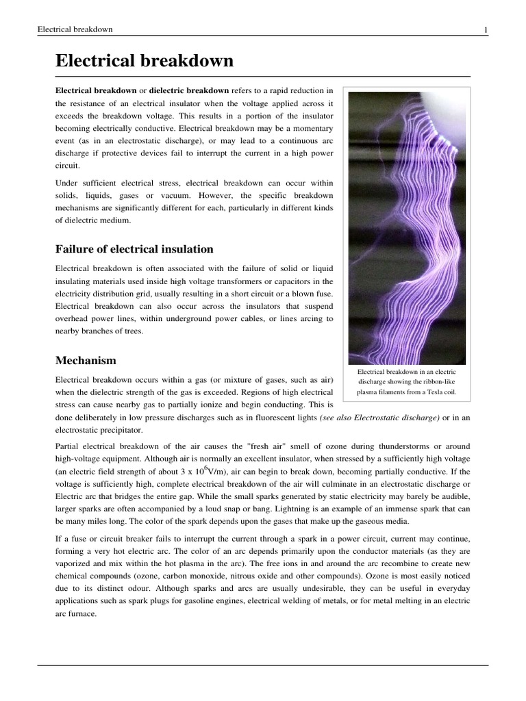 Electrical Breakdown PDF | PDF | Electrical Breakdown | Electrical ...