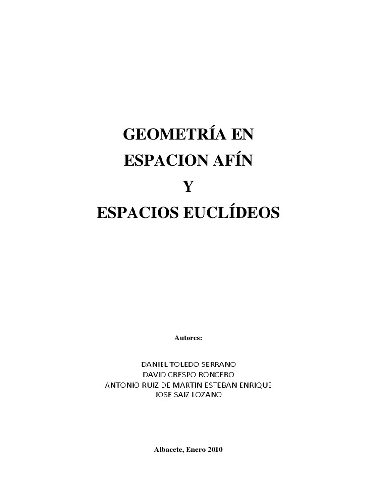 Geometria En Espacio Afin Y Espacio Eucldeo Pdf Espacio Vectorial