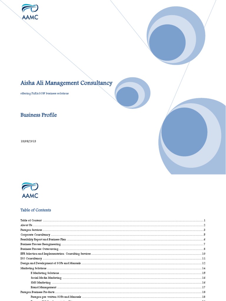 Aisha Ali Management Consultancy Profile | PDF | Business Process ...
