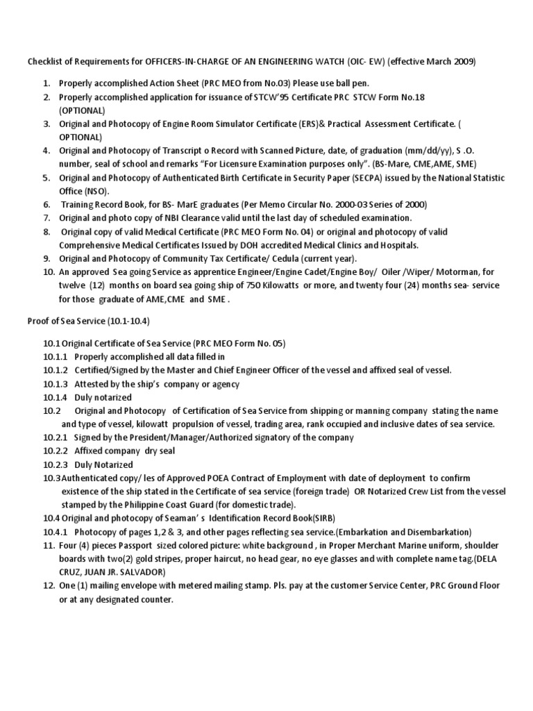 Checklist of Requirements For OIC-EW Licensure Exam | PDF | Envelope ...