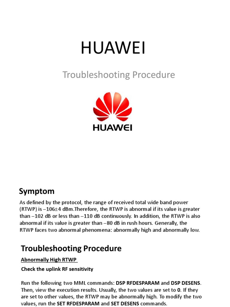 Huawei RTWP PDF | PDF | Troubleshooting | Decibel