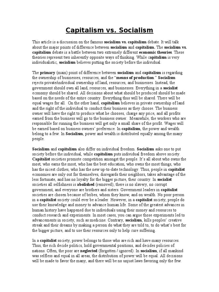 Lesson 30 Capitalism Vs Socialism | PDF | Capitalism | Socialism