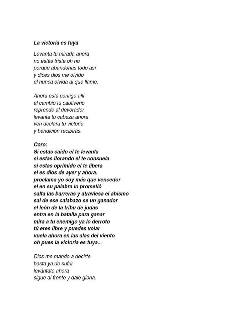 La victoria es tuya: letra y mensaje | PDF | Ocio | Deportes