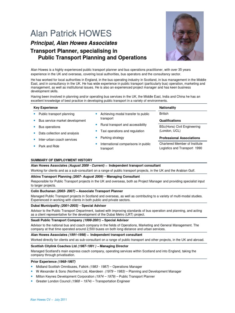 HOWES - Alan - Patrick CV PDF | PDF | Public Transport | Bus
