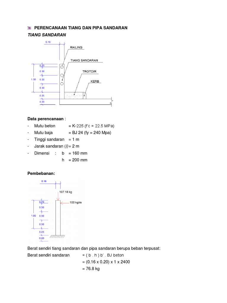 Perencanaan Tiang dan Pipa Sandaran Jembatan | PDF