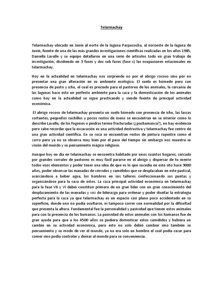 Telarmachay: Domesticación y Caza Antiguas | PDF | Caza | Naturaleza