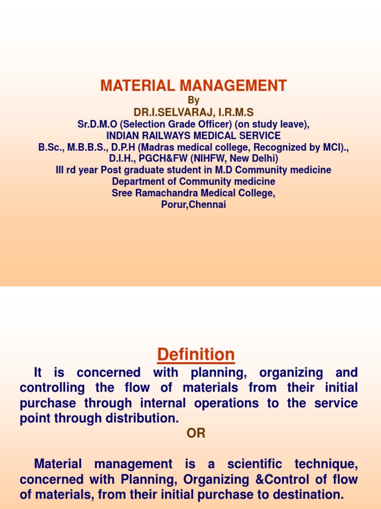 Material Management PPT.ppt | Procurement | Inventory