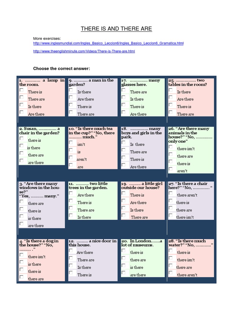 There Is and There Are Exercises | PDF | Leisure