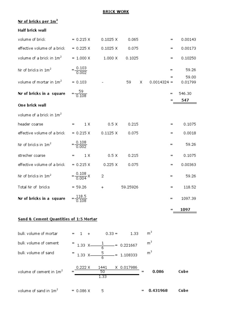 Rate Analysis | PDF | Brick | Mortar (Masonry)