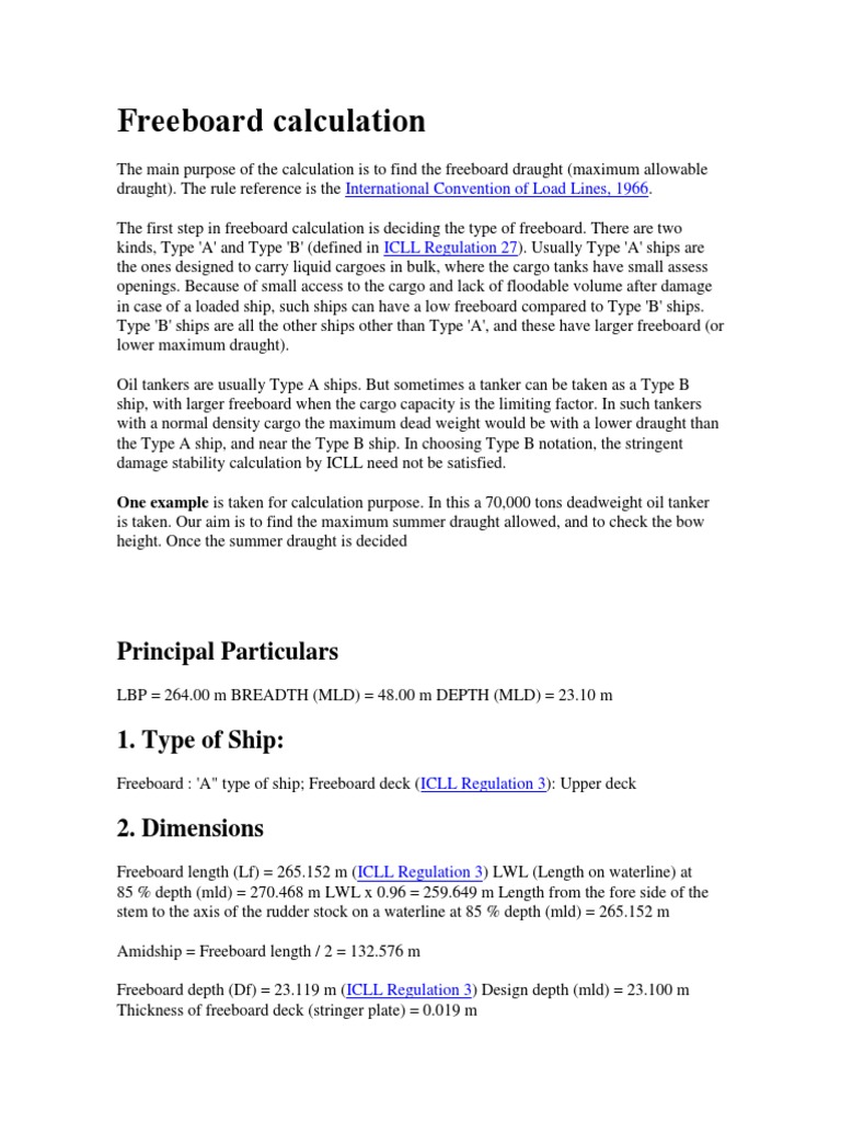 Freeboard Calculation | PDF | Ships | Naval Architecture