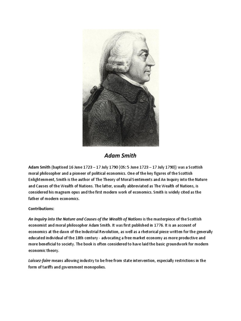Adam Smith: Father of Modern Economics | PDF | Adam Smith | The Wealth ...