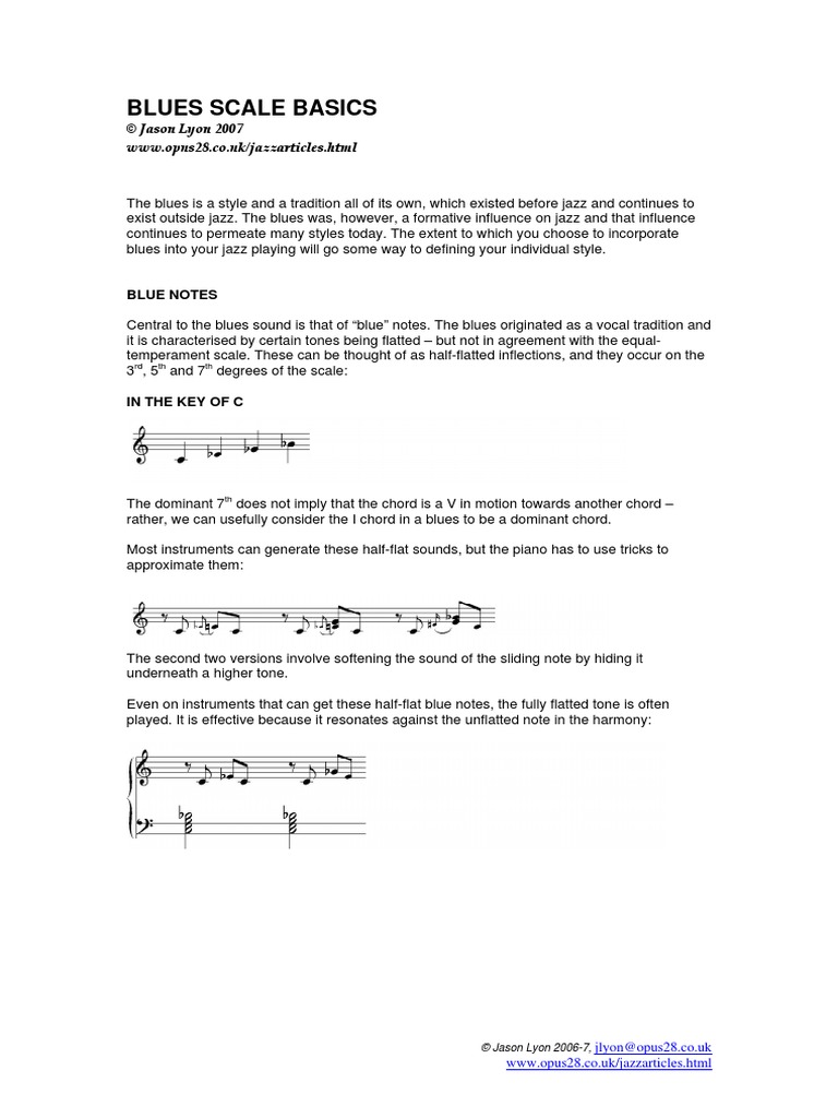 Blues Scale Basics PDF | PDF | Scale (Music) | Blues