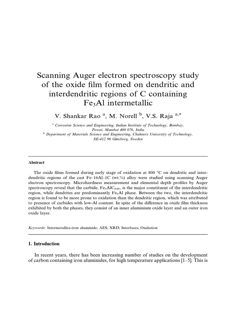 Scanning Auger Electron Spectroscopy Study of The Oxide Film Formed On ...