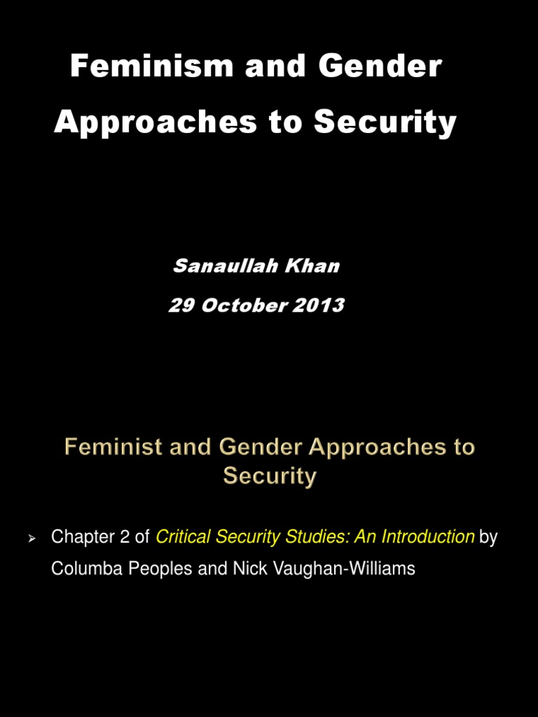 Feminist And Gender Apchs To Security 29 Oct 13 Final Pdf Gender