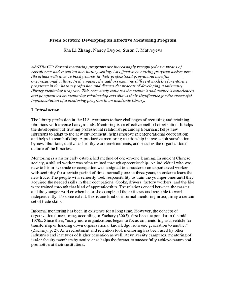 From Scratch Developing An Effective Mentoring Program | PDF ...