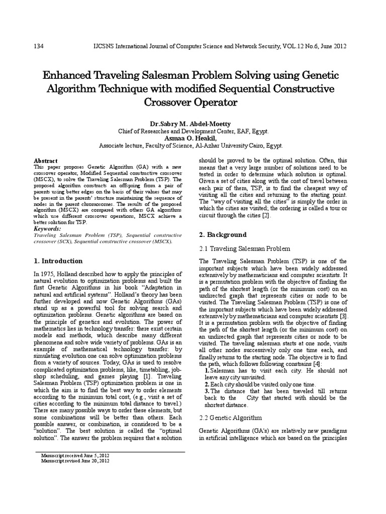 Enhanced Traveling Salesman Problem Solving Using Genetic Algorithm Technique With Modified ...