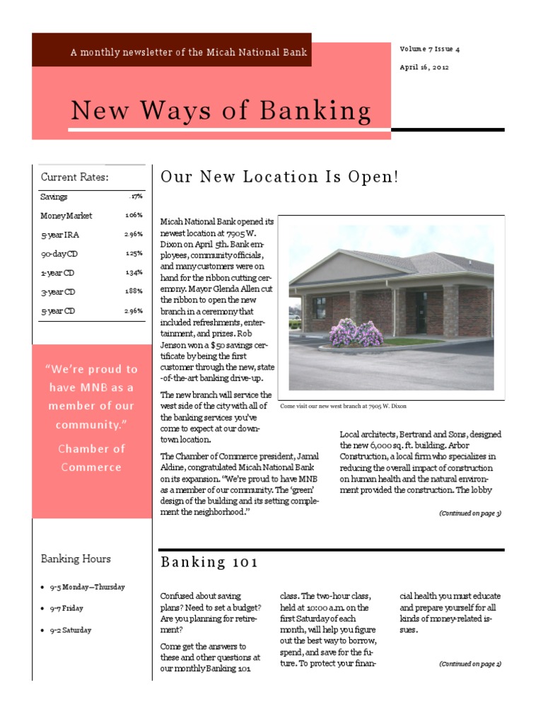 Bank Newsletter | PDF | Transaction Account | Banks