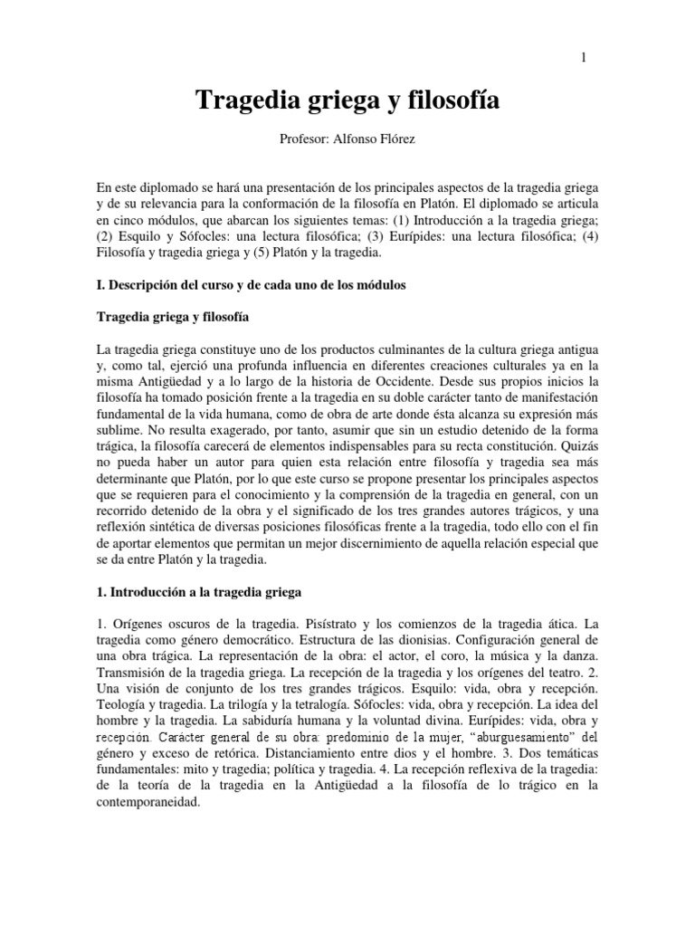 Tragedia Griega y Filosofía Platónica | PDF | Tragedia griega | Tragedia
