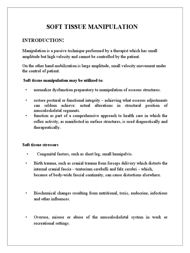 Soft Tissue Manipulation May Be Utilized To | PDF | Myofascial Trigger Point | Muscle