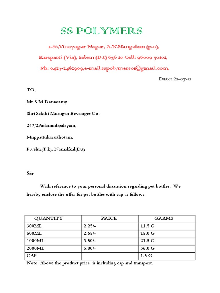 Ss Polymers: 1-86, Vinayagar Nagar, A.N.Mangalam (P.o), Karipatti (Via ...