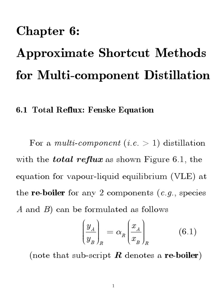 06 Approximate Methods For Multi-Component Distillation | PDF | Distillation | Scientific Techniques