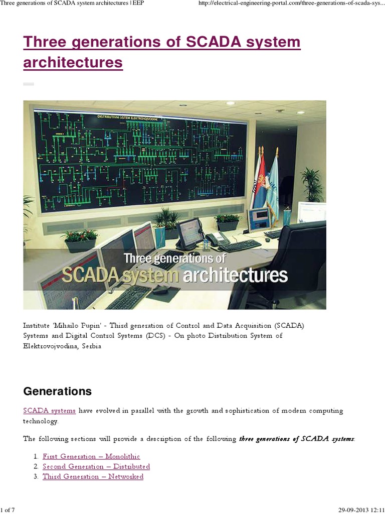 Three Generations of SCADA System Architectures - EEP | PDF | Scada ...