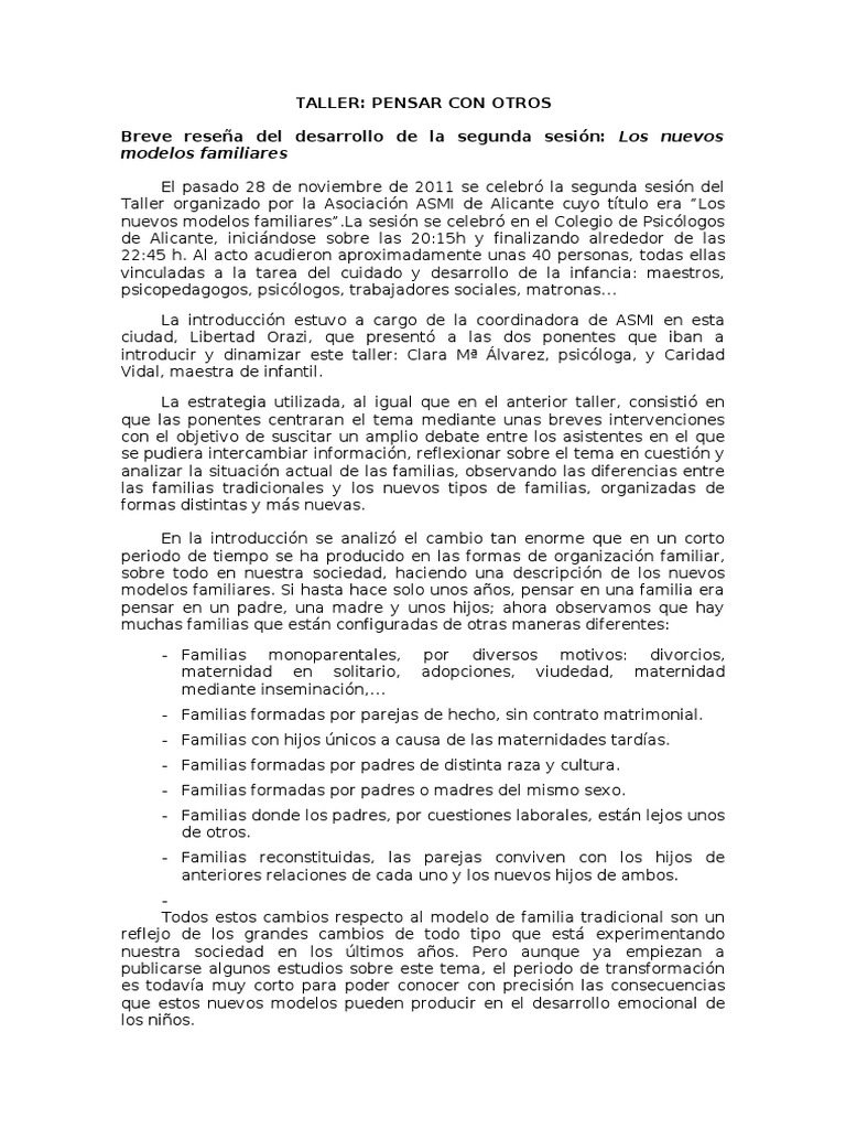 Reseña Los Nuevos Modelos Familiares | PDF | Psique (psicología) | Familia