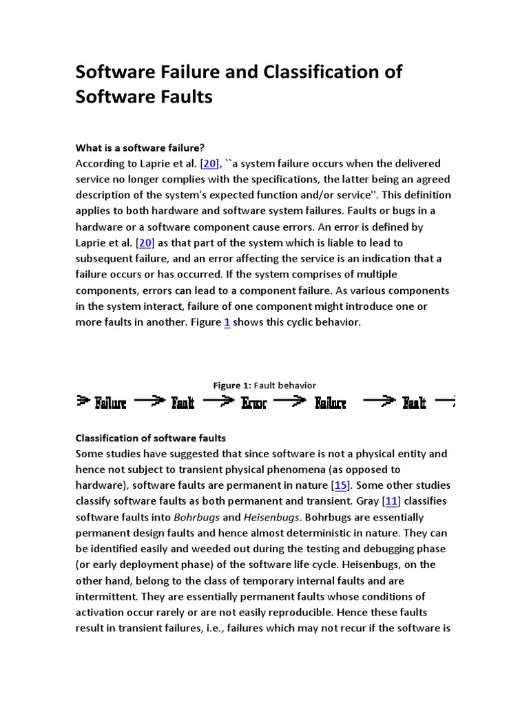 Software Failure and Classification of Software Faults | PDF | Fault Tolerance | Operating System