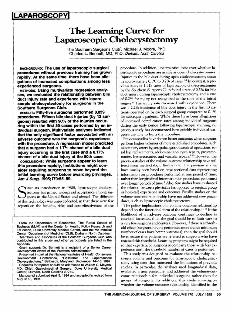 The Learning Curve For Laparoscopic Cholecystectomy Pdf Pdf Surgery