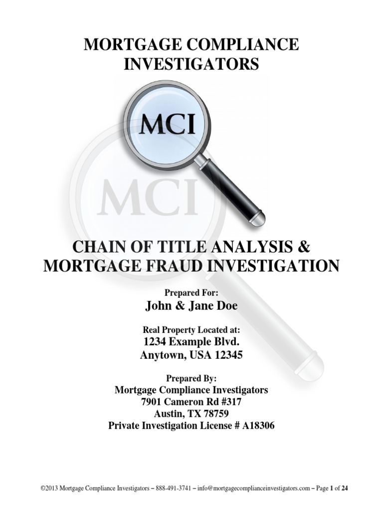 Mortgage Fraud Investigation and Chain of Title Information | PDF
