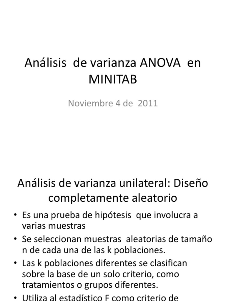U IV. Analisis ANOVA en Minitab | PDF | Análisis de variación | Métodos de búsqueda
