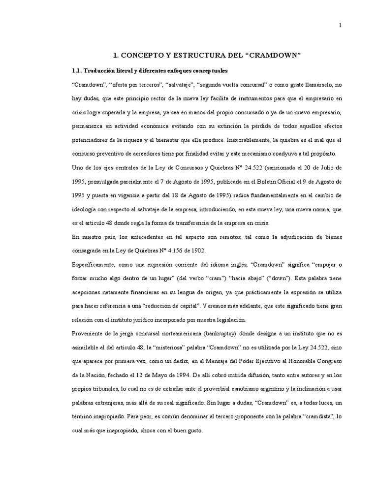 Cram Down | PDF | Contabilidad | Valoración empresarial