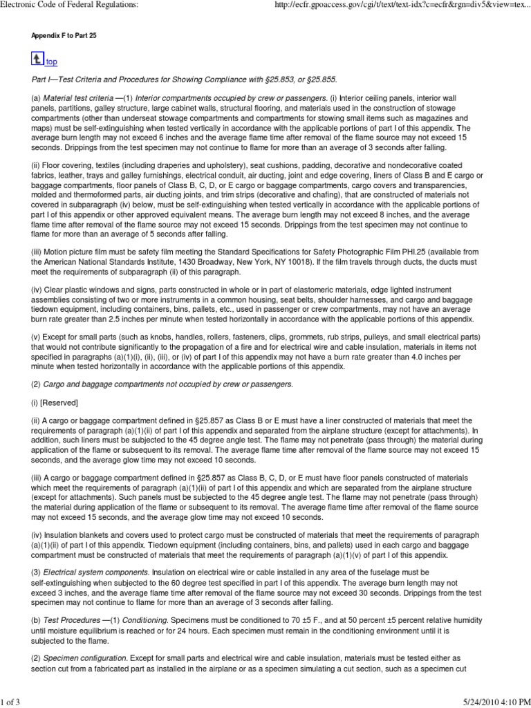 FAR Part 25 appendix F | Electrical Wiring | Building Engineering