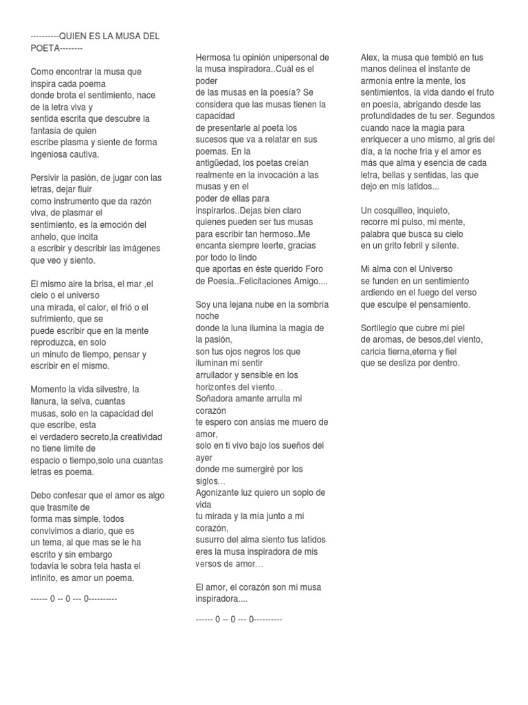 Quien Es La Musa Del Poeta | PDF | Musa | Poesía