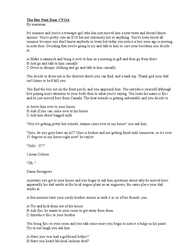 The Boy Next Door CYOA | PDF | Leisure