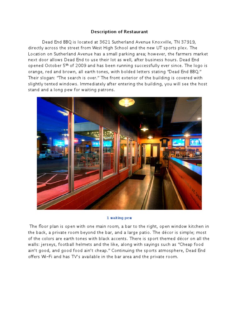 Restaurant and Menu Evaluation | PDF | Menu | Restaurants